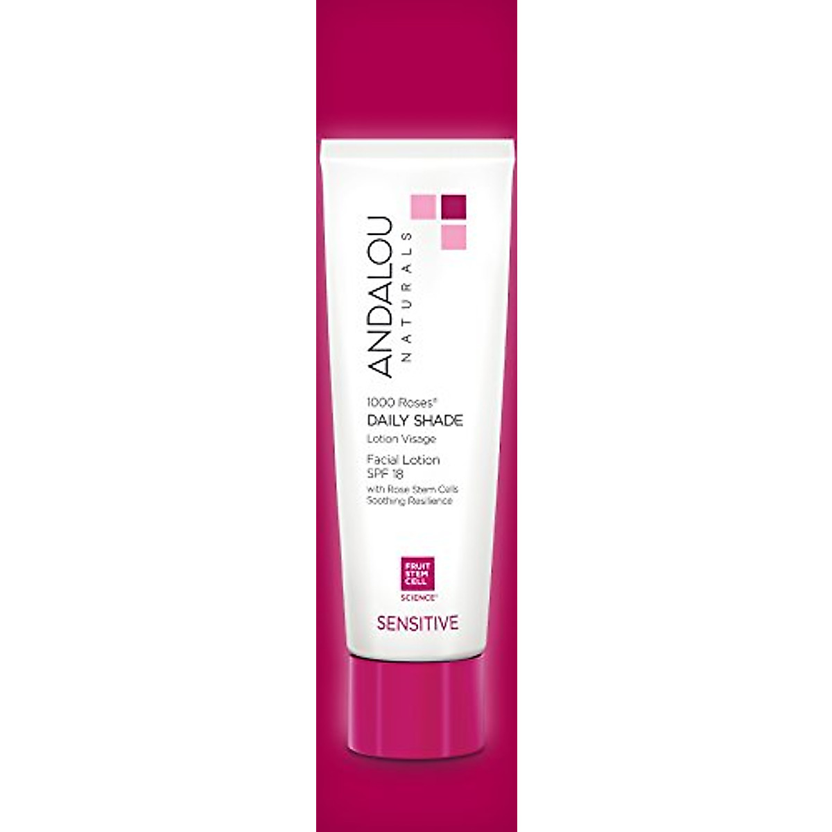 Andalou Naturals 1000 Roses Daily Shade Facial Lotion with SPF 18, 2-in-1 Hydrating & Soothing Moisturizer & Face Sunscreen, Broad Spectrum Protection, Hypoallergenic for Sensitive Skin, 2.7 Fl Oz