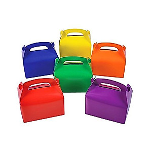 Adorox (6 x 3.5 x 3.25, Assorted 12Pk Large Lightweight Assorted Bright Rainbow Colors Cardboard Favor Boxes Treat Goody Bags Birthday Party Event Gift Christmas Holidays Thanksgiving Easter Halloween Mothers Day