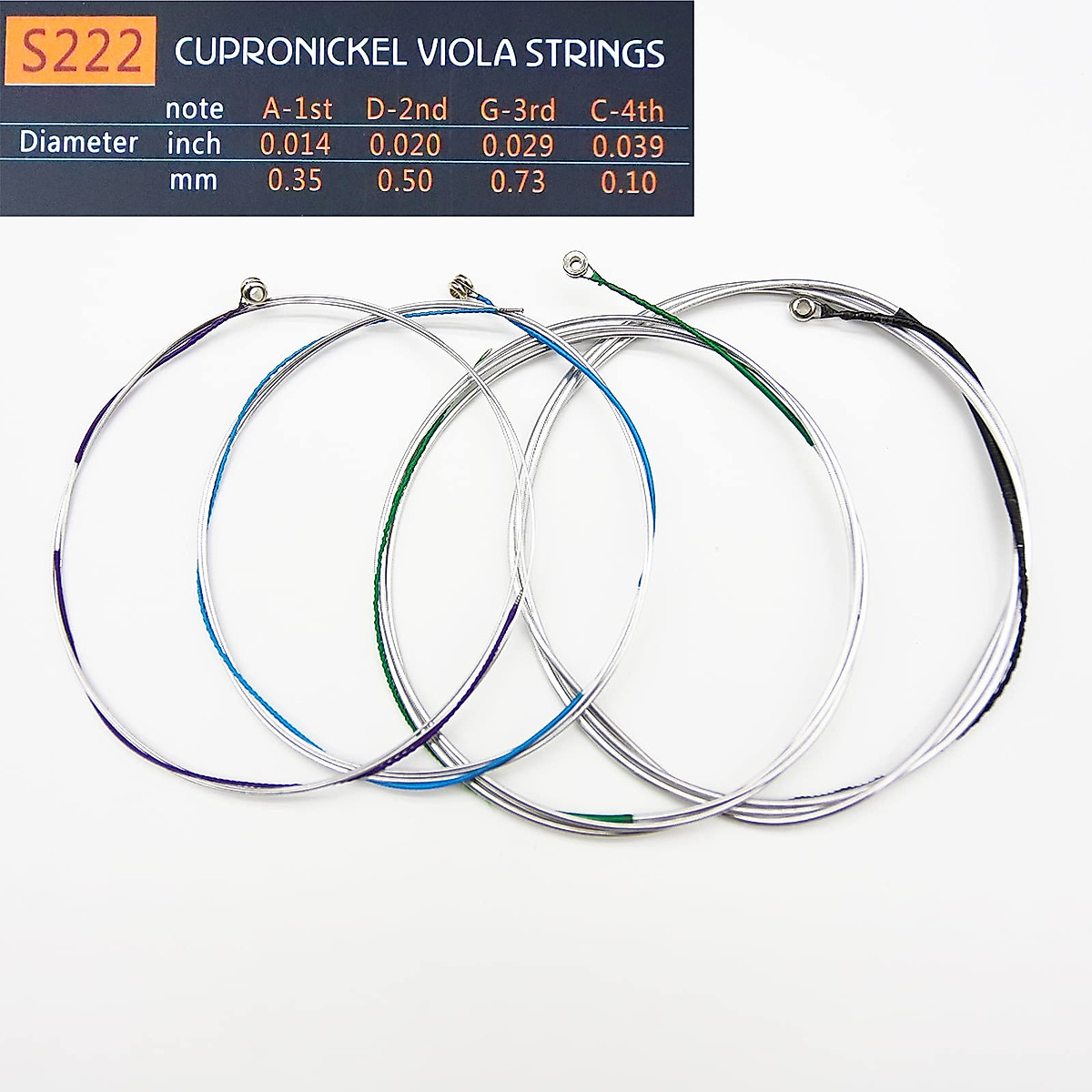 RAUYIVANY Viola strings set.Nickel-plated balls&stainless steel copper-nickel alloy wound, Medium tension,Suitable for practice and stage performances