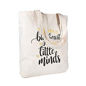 CARAKNOTS Teacher Appreciation Gifts for Women Best Teacher Gifts Teacher Birthday Gifts Teacher Tote Bag Canvas Ivory Bag Set of 2