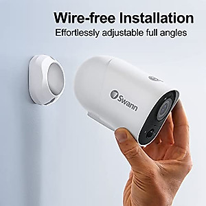 Swann Wireless Security Camera, Home Security Camera 1080p Full HD Indoor Outdoor Waterproof, Recharcheable Security Camera with Night Vision, 2-Way Talk, Heat, Motion Person Detection, Smart Alerts