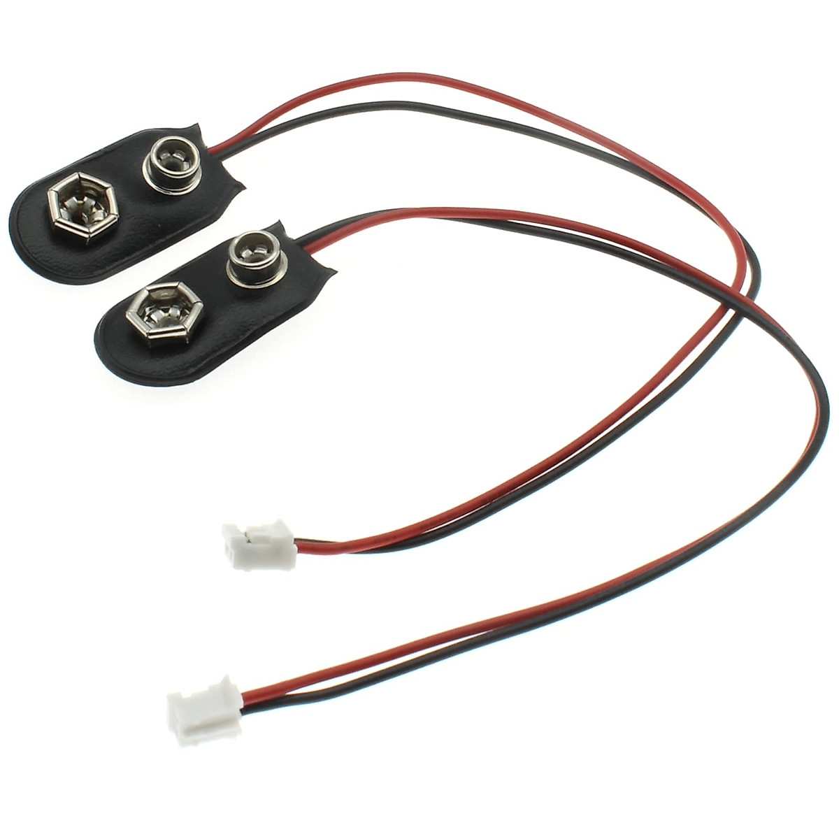 LBTODH 9V Battery Clip Connector 2PCS I-Type 9 Volt Battery Clip 9V Battery Snap to 2-Pin PH2.0 Connector Flexible Buckle Plastic Housing (15CM)