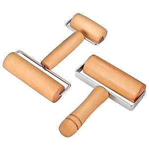 Pizza Roller, 2 Pieces Pizza Dough Roller, Wooden Pasta Rolling Pins Dough Baker Roller Set for Home Kitchen Baking Cooking, Non-Stick Time-Saver Rolling Pin
