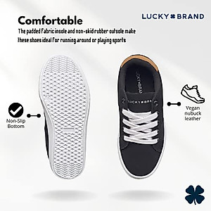 Lucky Brand Chase Kid’s Casual Lace-Up Sneakers Comfortable Unisex Childrens Running Walking Child Fashion School Sneaker Shoes for Boys and Girls (Little Kid) in Black Size 2