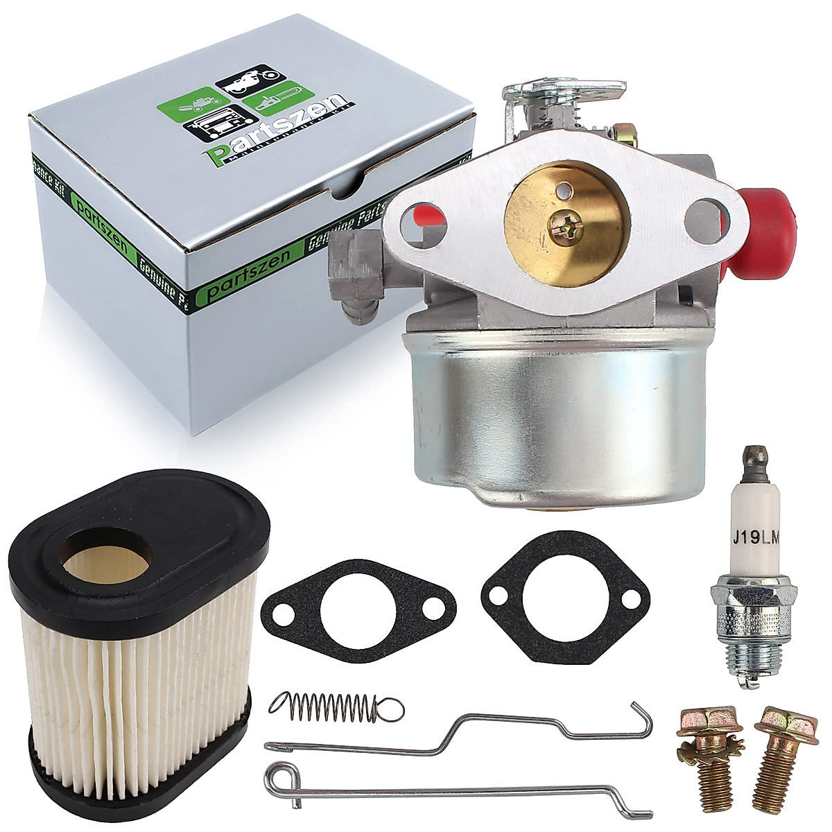 partszen 640350 Carburetor with 36905 Air Filter for Toro 20016 20017 20018 6.75HP Recycler Lawn Mower for Tecumseh 640303 640271 LEV100 LEV105 LEV120 LV195EA / LV195XA Engine with Spark Plug