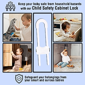 SMART CRAFTERS Child Safety Cabinet Locks - Secure Your Cabinets and Protect Your Kids with these Cabinet Locks for Babies - Organize Your Home Safely - Versatile and Easy-to-Use (Pack of 10, White)