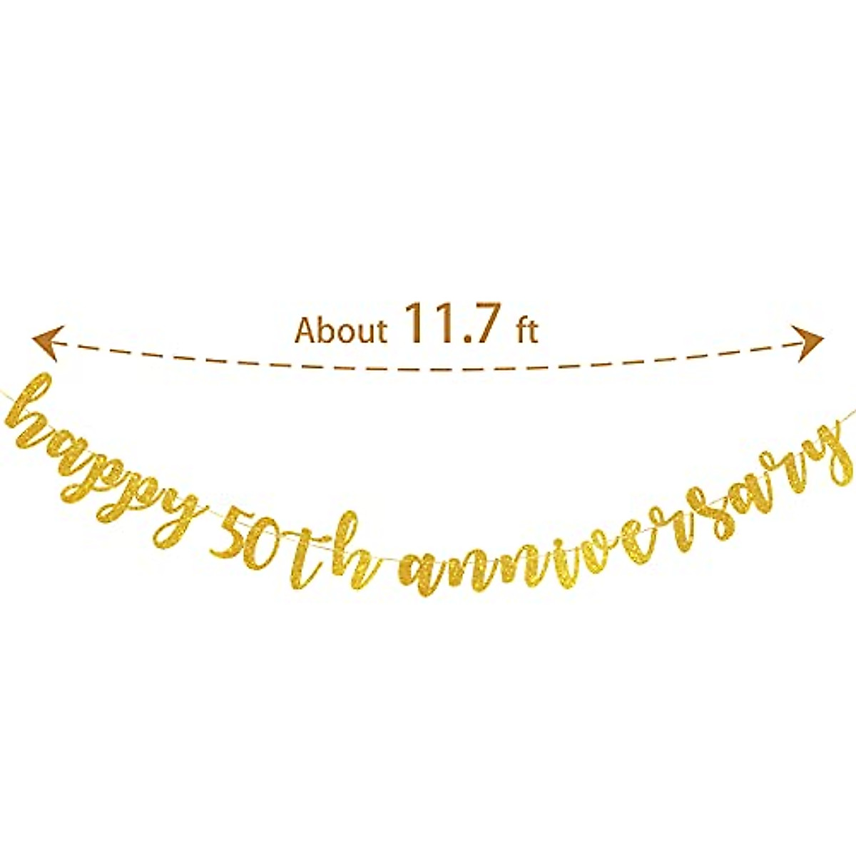 Dalaber Happy 50th Anniversary Banner, 50th Wedding / Anniversary Party Decorations, Happy Anniversary Theme Party Sign Anniversary Banner - Gold