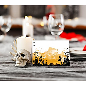 25 Pack Halloween Tent Place Cards, Place Cards for Table Setting, Folded Eggshell Paper Name Tent Cards for Halloween Holiday Dinner Decorations - HW04