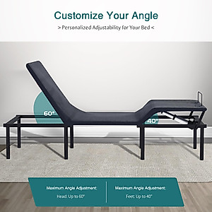 Twin XL Adjustable Bed Frame with Head and Foot Incline, Electric Adjustable Bed Base with New Generation Motor, Adjustable Bed for Seniors with Wireless Remote Control, 400 Lbs Capacity