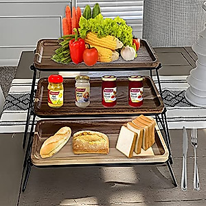 3 Tier Serving Tray,Tiered Tray Stand,Tiered Serving Tray(Bases are Collapsible and Can Be Used Alone Or Together)