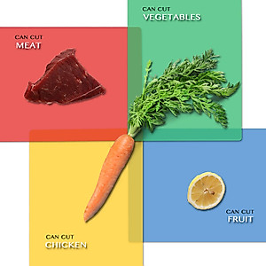 Fotouzy Flexible Plastic Cutting Boards for Kitchen, 4 Translucent Colors Cutting Mats 15 x 12 In, BPA-Free, Non-Porous, Dishwasher Safe, Set of 4