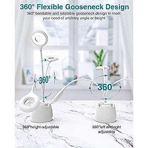 kolpop Desk Lamps for Home Office, Rechargeable Led Desk Lamp with USB Charging Port & Pen Phone Holder 3 Dimming Levels & Night Light Mode 360° Flexible Goose Neck LED Desk Light Desk Lamps for Kids