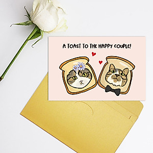 Funny Cat Toast Wedding Card for Couple, Cute Wedding Shower Card for Bride Groom, Engagement Card for Cat Lover, A Toast to The Happy Couple