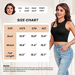 Relety Women's Crop Tops Seamless Ribbed Tank Tops Cut Out Halter Neck Racerback Sleeveless Yoga Workout Summer Tops for Women Black XS/S