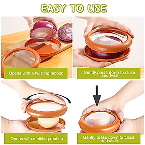 LINXIU Fruit and Vegetable Storage Containers for Fridge Avocado Saver Reusable Onion Storage Container Holder Keeper Fresh Stretch Pod 2Pcs