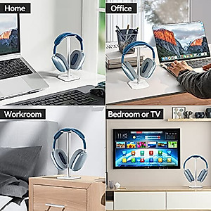 TuparGo Headphone Stand for Desk, Standing Computer Headset Holder,Aluminum Tube Connection and Easy to Assemble ,Suitable for All Over-Ear Headphone (White, Single)