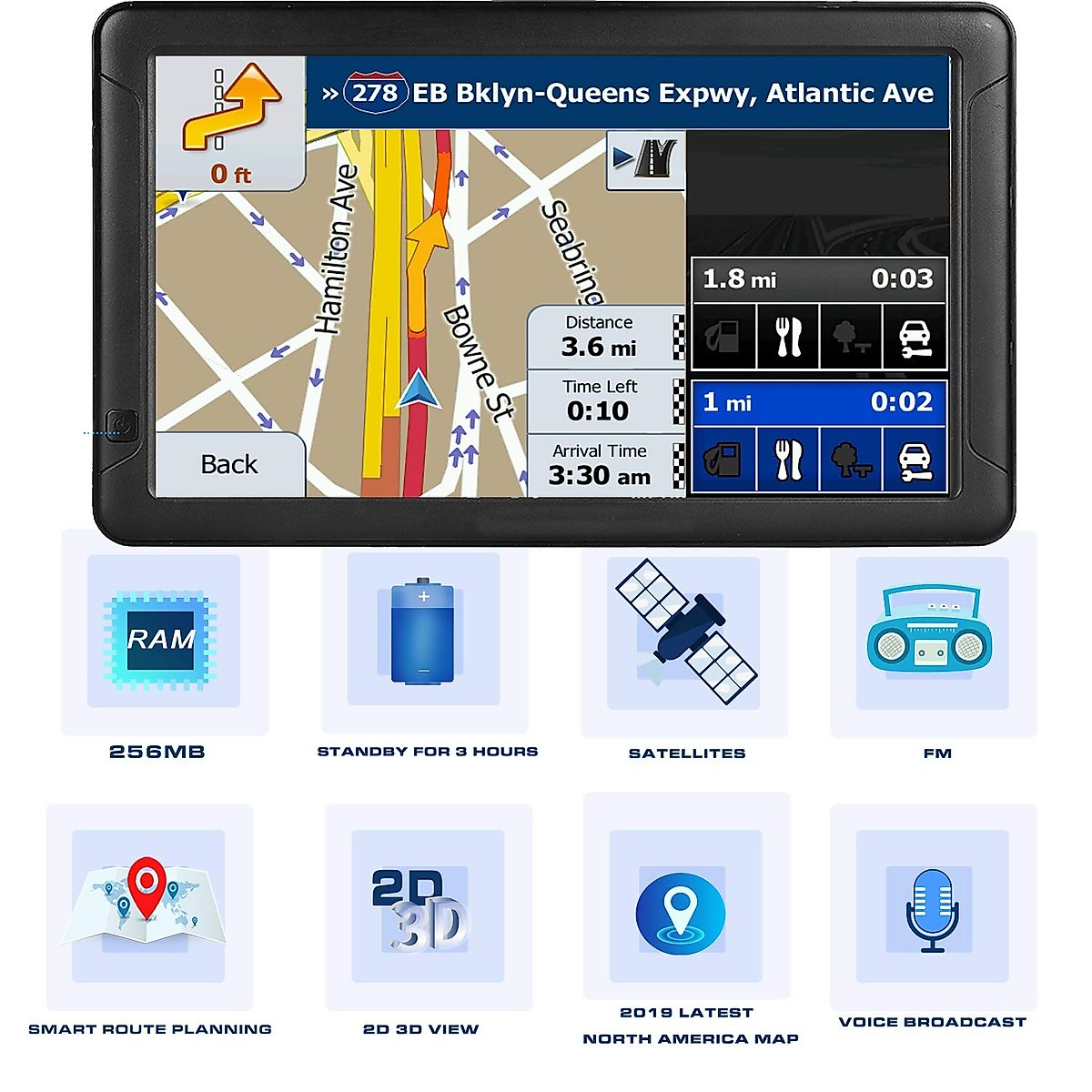 GPS Navigation for Car （9 Inch） Slimline Touch Screen Real Voice Direction ，USA Edition 2025 (Free Lifetime Updates) Turn-by-Turn Voice and Lane Guidance, Speed and Red Light Warning (American Brand)