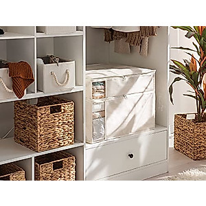 StorageWorks 135L Large Storage Bags, Storage Containers for Clothes, Blanket Storage Bags with Dual Zipper, Clear Window Storage Bins, Beige, 2-Pack