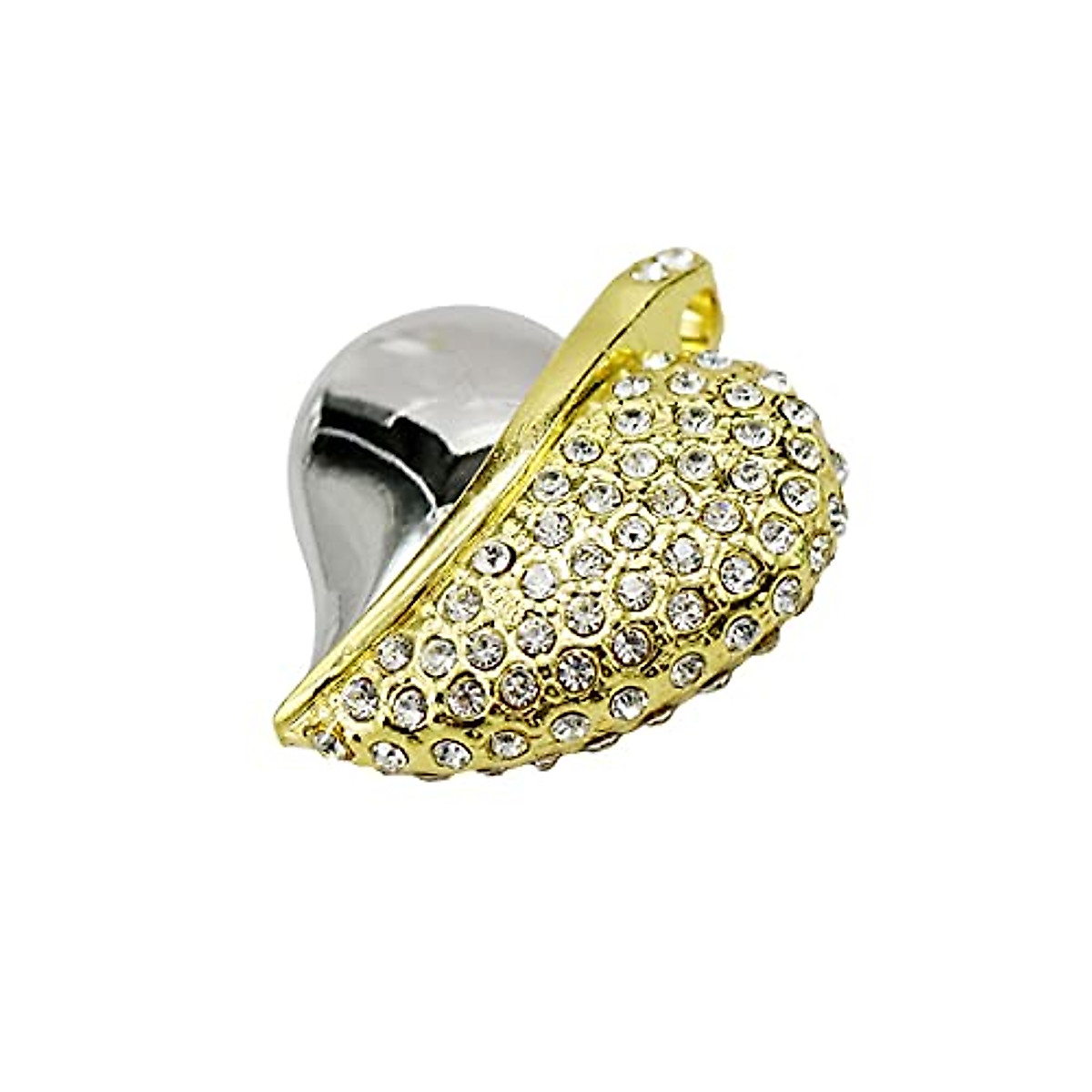 Civetman Crystal Asymmetric Heart Shape Jewelry USB Flash Drive Memorry Disk with Necklace - Gold 256GB