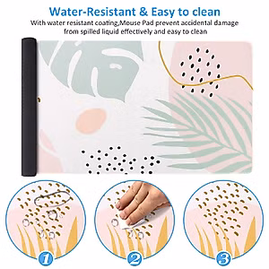 iCasso Desk Pad,Extended Gaming Mouse Pad (35.4x15.7 in), Large Non-Slip Rubber Base Mousepad with Stitched Edges, Waterproof Keyboard Mouse Mat Desk Pad for Work, Office, Home (Morandi)