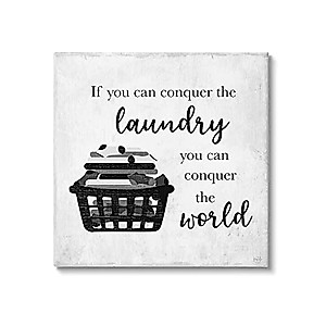 Stupell Industries Conquering Laundry & World Casual Home Phrase Canvas Wall Art, Design by Natalie Carpentieri