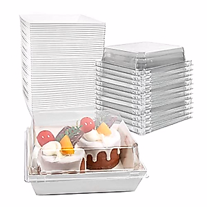 Pintuson 50 Pack Paper Charcuterie Boxes with Clear Lids 4.7 inch - Disposable Sandwich Box with Clear Lid - Individual Mini Charcuterie Boxes, White