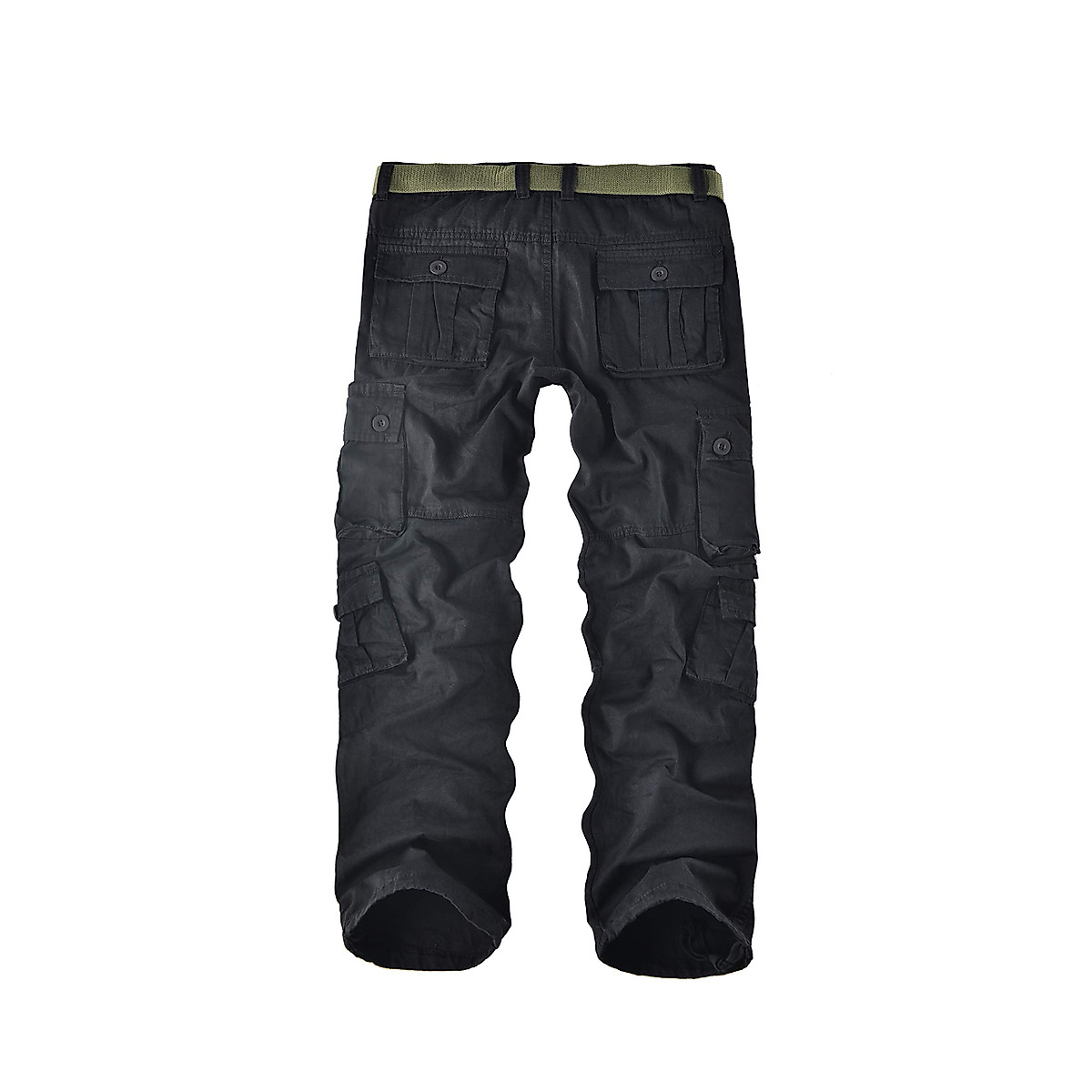 Leward Men's Cotton Casual Military Army Cargo Camo Combat Work Pants with 8 Pocket (32, Black)