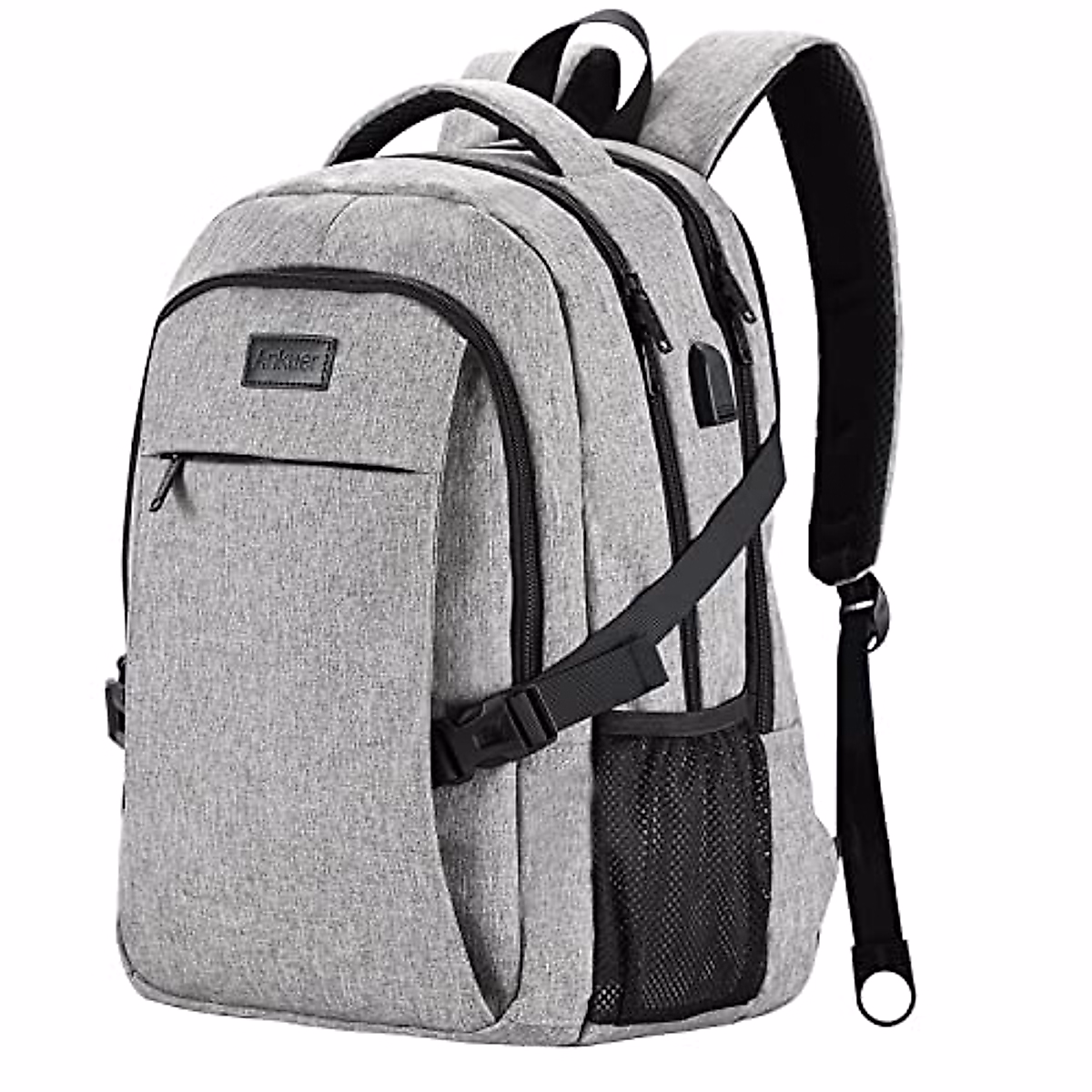 ANKUER Backpacks for Men Women, Backpack Fits Up 15.6 in Laptop Backpack for Travel, Backpacks with USB Charging Port, Work Business Backpack for Women (Grey)