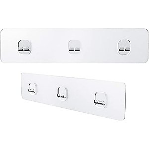 OMAIRA Adhesive[2 Pack] for Shower Caddy, Strong Adhesive Strip with 3 Hooks for Shower Organizer, Bearing 40 LB