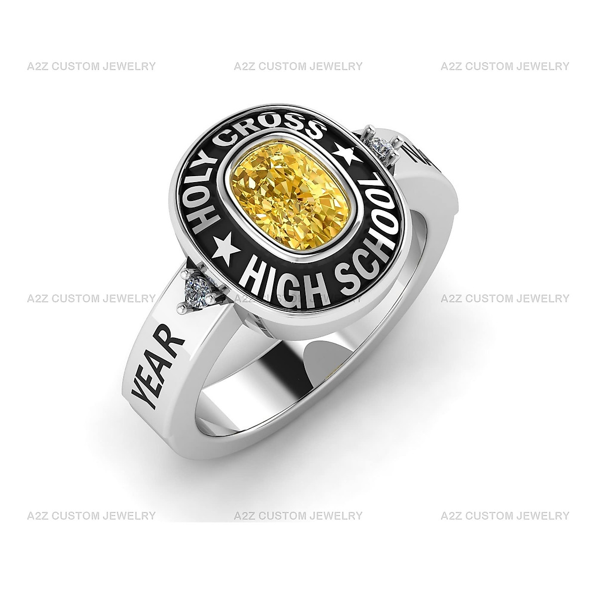 A2Z CUSTOM JEWELRY Custom Class Ring for Women Sterling Silver- personalized graduation gift