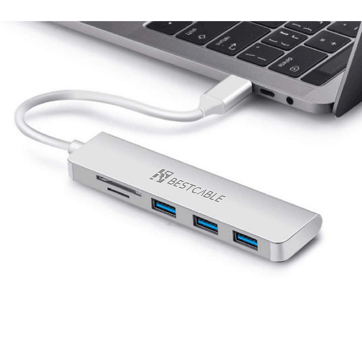 BEST CABLE USB C Hub Multiport Adapter - 5 in 1 Portable with 3 USB 3.0 Ports, SD/TF Card Reader, Compatible with MacBook, XPS More USB C Devices