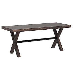 LUE BONA 71" Dining Table for 6-8 Solid Wood Farmhouse Kitchen Table with Natural Wood Grain for Home and Kitchen, Heavy Duty Rectangular Kitchen & Dining Table for Home and Dining Room Dark Brown
