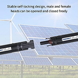 FUNCONECT Solar Panel Connector, 15A Multi-Contact 4 Connectors for Solar Panels, Male/Female IP67 Waterproof 1000v DC with Fuse Holder (4 Pairs)