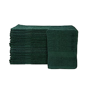 Linteum Textile Supply Premium Hand Towels (Hunter Green) Absorbent Towel Set with Ring Spun 100% Cotton Material for Hotel, Salon, Gym & More (24-Pack, 16x27 inches)