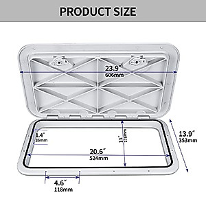 smartmarine 24"x14" Marine Boat Deck Hatch,Boat Access Hatch & Lid, Black/White (White)