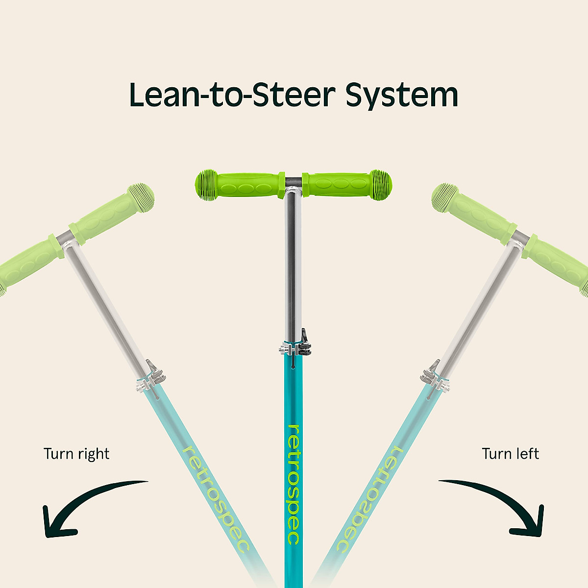 Retrospec Chipmunk Kick 3 Wheel Scooter for Kids, Toddlers, Girls & Boys - Padded Handlebars, PU Wheels, & Extra Wide Non-Slip Deck - Children 5 Years & Up - Turquoise