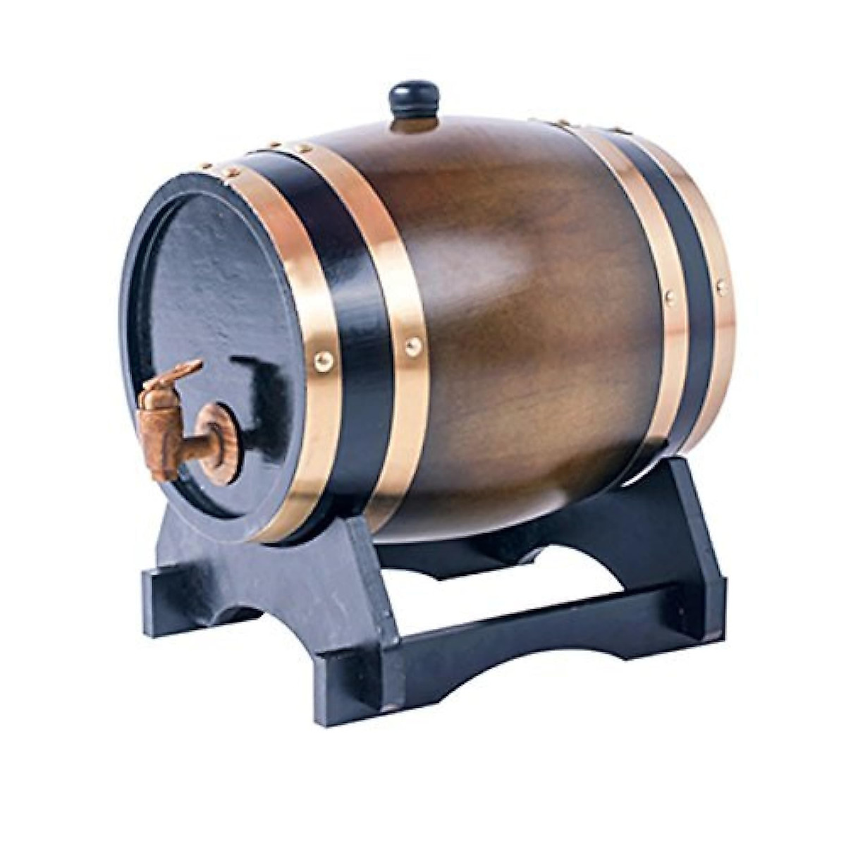 1.5L Whiskey Barrel Dispenser Oak Aging Barrels Home Whiskey Barrel Decanter for Wine, Spirits, Beer, and Liquor (Brown)