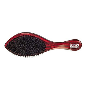 TORINO PRO WAVE BRUSHES BY BRUSH KING Wave Brush #11- Medium Soft Curve Wave Hair Brush for Men, 100% Boar Bristles, Great for Fresh Cuts and Thinning Hair, For 360 Waves