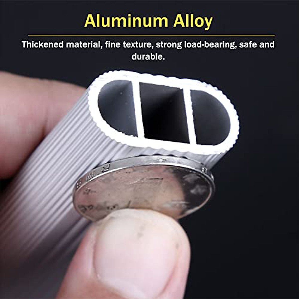 RAUGAJ Silver Aluminum Alloy Closet Rod Cuttable, 30-140Cm Long Oval Clothes Hanging Bar Top Mount, for Nursery/Home/Hotel/Office, with Bracket Kits/Closet W/D 47.2"(120Cm)