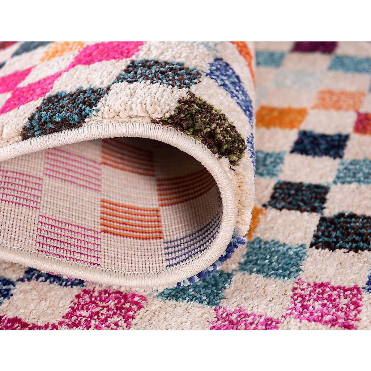 Unique Loom Chromatic Collection Modern Geometric & Vibrant Abstract Area Rug For Any Home Décor (5' 0 x 8' 0 Rectangular, Multi/ Beige)