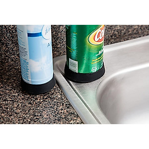 The Can Coaster Rust Preventer Sleeve Holder Bottoms for Shaving Cream Cans, Gels, and Bottles, Stain Prevention Rust Inhibitor Black Coaster for Bathroom Counters, Tubs, Showers, and Vanity, 6 Pack