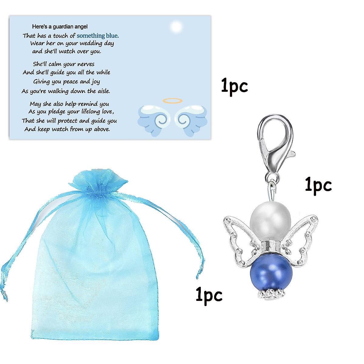 MKISHINE Something Blue for Bride to Be on Wedding Gifts Card Bridal Angel Bouquet Garter Charm Gift Card for Daughter on Wedding Day, from Mom Dad Grandma Sister Friends