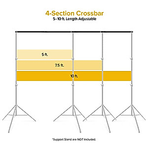 LimoStudio, Adjustable 5 ft. - 10 ft. Backdrop Support Stand Cross Bar (4 Sections) for Photography Photo Background Screen Muslin Backdrop, AGG3094