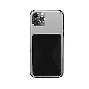 MOFT Cell Phone Stand with 2 Viewing Angles for Andriod, iPhone and All Smartphones, Repositionable, Residue-Free 3-in-1 Adhesive Wallet Stand (Pure Black)