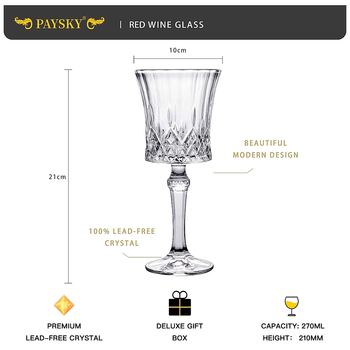 Paysky Wine Glasses Set of 2, Large Red Wine or White Wine Glass Gifts for Valentine's Day, Anniversary, Birthday -10 OZ…