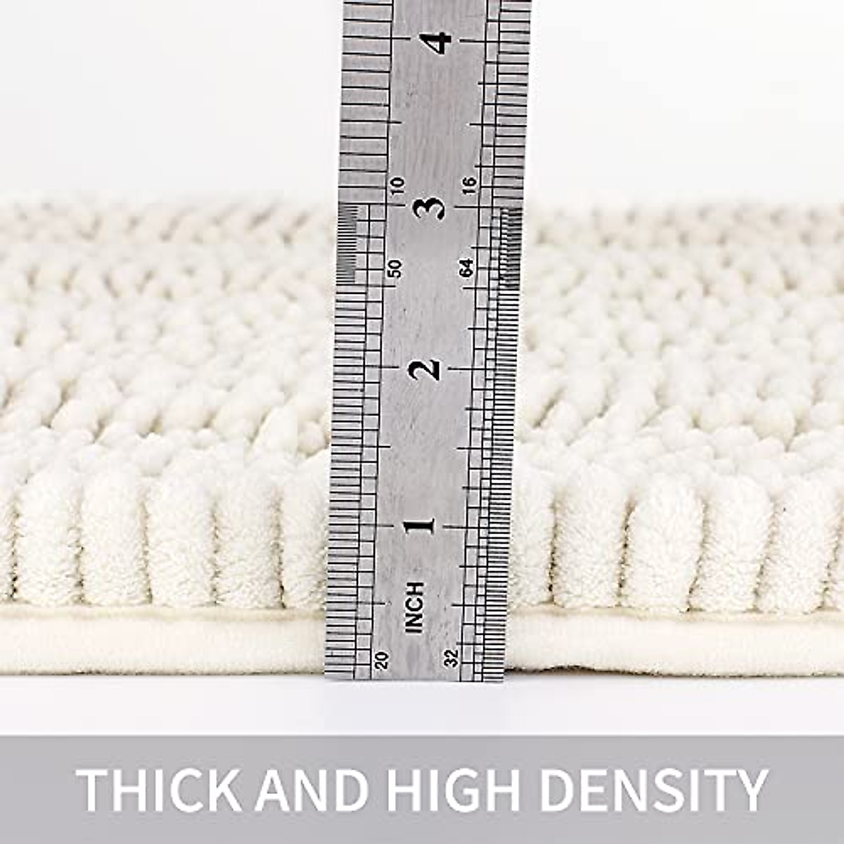 TENGTENGLINK Bath Mats for Bathroom White,Thick Soft Chenille Floor Mats,16x24 Inches Non Slip Shower Mats Ultra Water Absorbent Doormat.-Ivory White