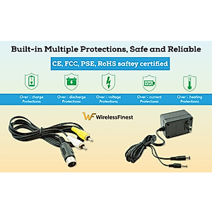 WirelessFinest Audio Video RCA AV Cable Adapter Cord + AC Power Supply To External TV Screen Monitor For SEGA Genesis 1 Original MK1601 First 16 Bit Version ONLY Gaming Systems Console Game Bundle Set