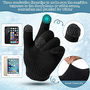 SATINIOR 56 Pieces Bulk Winter Hats Winter Beanies Touchscreen Gloves Combo Pack, Knitted Cuffed Skull Caps Bulk Pack for Men Women, Black