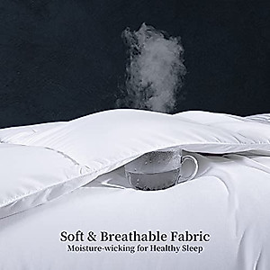 Kingsley trend King Comforter Duvet Insert - All Season Quilted Ultra Soft Breathable Down Alternative King Size Comforter, Box Stitch White Comforter with Corner Tabs, King 104x92