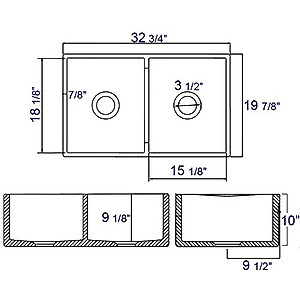 ALFI brand AB539 White 32-Inch Decorative Lip Double Bowl Fireclay Farmhouse Kitchen Sink, White